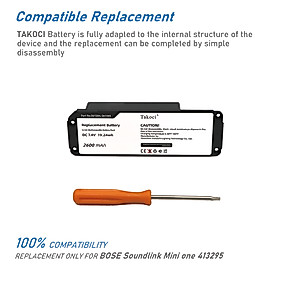 TAKOCI Replacement Battery for Bose Soundlink Mini one 413295 061384 061385 061386 061834 2600mAh