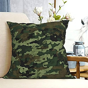 AdaNti Green Military Camo Print Throw Pillow Cover Square Soft Cushion Cover Throw Pillow Case for Home Decor Living Room Bed Couch Car 12"x12"