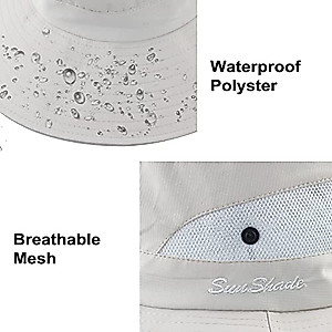 Mukeyo Womens Summer Sun Hat Wide Brim Outdoor UV Protection Hat Foldable Ponytail Bucket Cap for Beach Fishing Hiking Pure Beige