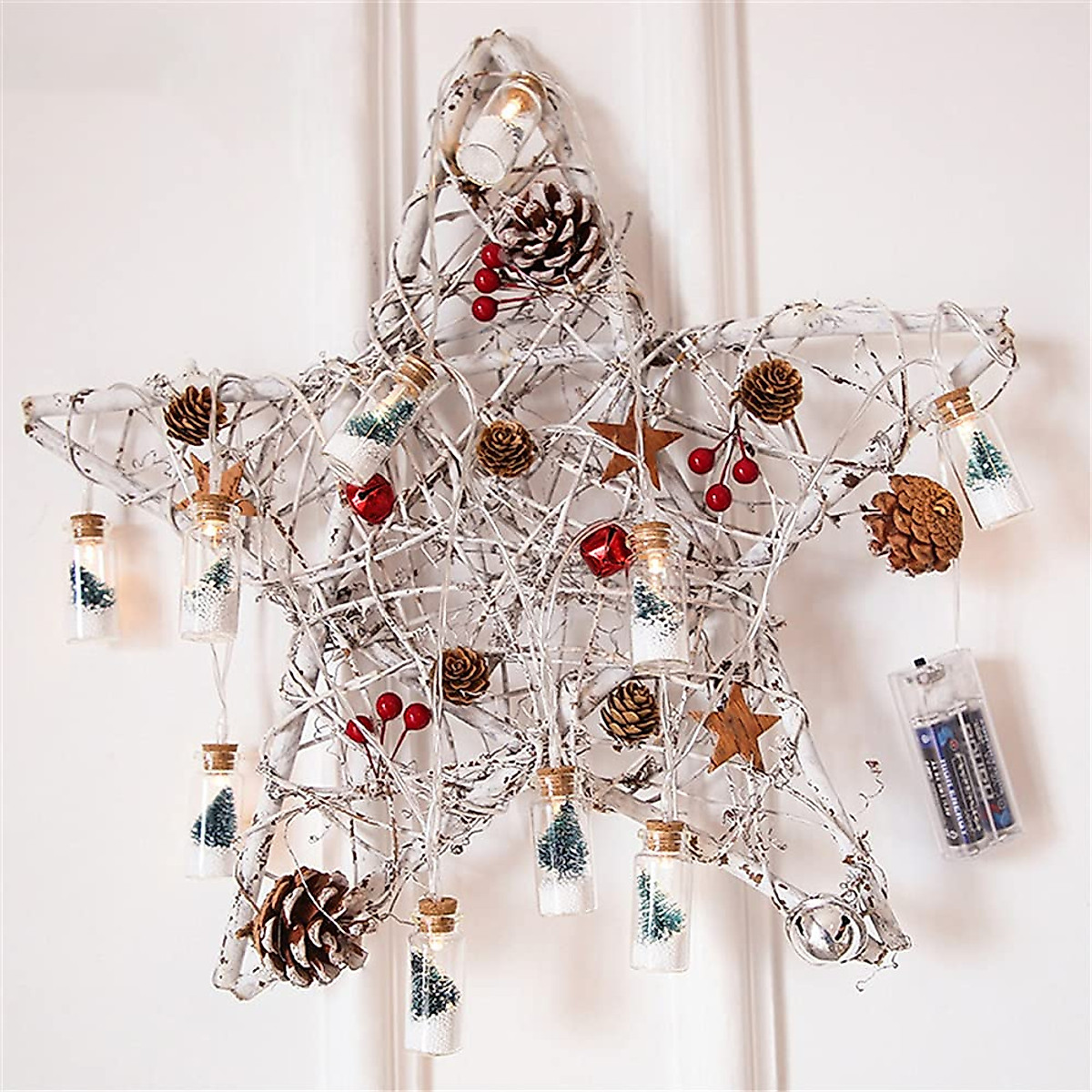 10LED Christmas Decorations Light,Mini Snow Globe Bulb Snowflake Xmas Tree Battery String Lights,Wishing Bottle Decor Indoor Outdoor Fairy Light for Home New Year Party Warm White (A, 4.9FT 10LED)