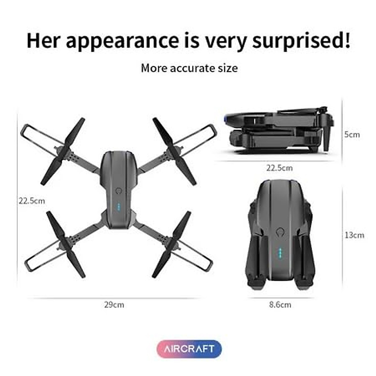 E99pro Foldable Motor Drone with 2 Cameras 40KM/h MAX Wind Resistant 4 Level 5GHz WIFI FPV Drones with HD Camera RC Quadcopter Drone for Children Adults 2 Batteries idea16 UAV (Black)