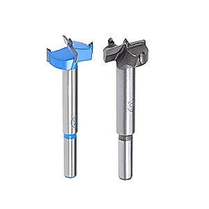 uxcell Forstner Drill Bits Set 24mm Dia. & 25mm Dia. Tungsten Carbide Wood Hole Saw Auger Opener, Woodworking Hinge Hole Drilling Boring Bit Cutter