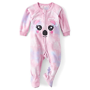 The Children's Place,and Toddler Fleece Zip-Front One Piece Footed Pajama Koala Face,SPARKLE PINK,3T