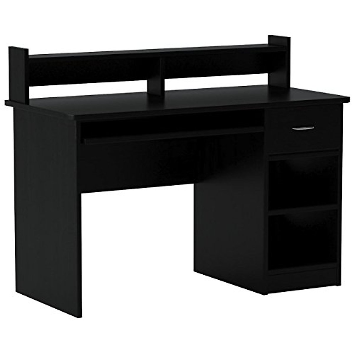 OneSpace Essential Computer Desk, Hutch with Pull-Out Keyboard, Black