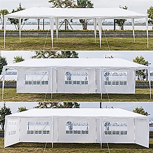 GIVIMO Party Canopy Tent 10x30 with Sidewalls White Gazebo Canopy Tents for Outdoor Wedding (10 * 30 with 5 Side Wall)