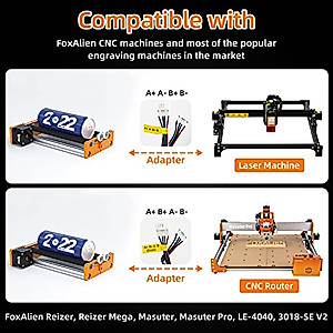FoxAlien New Aluminum Y-axis Rotary Roller for Cylindrical Objects Curved Surface Compatible with CNC Router Engraving Machines Reizer, Reizer Mega, Masuter, Masuter Pro