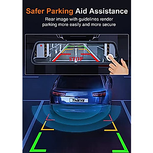 ThiEYE 4K Mirror Dash Camera 10'' Touch Screen, Carview 4 Dual Dash Cameras Front and Rear Lens,Super Night Vision,Parking Monitoring,Reversing Assistance, Voice Control & GPS