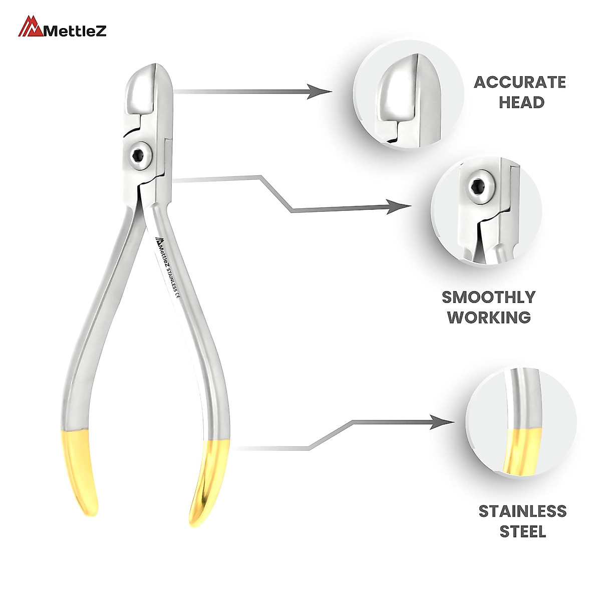 MettleZ Orthodontic Hardwire Cutter Dental Instrument - Dental Hard Wire Pin Cutter Ligature Wire Cutting Ortho Care Lab