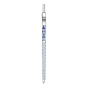 EISCO Serological Pipette, 25ml - Class B, Tolerance ±0.200ml - Blue Graduations - Color Code, White - Calibrated for Delivery to Jet - Borosilicate Glass