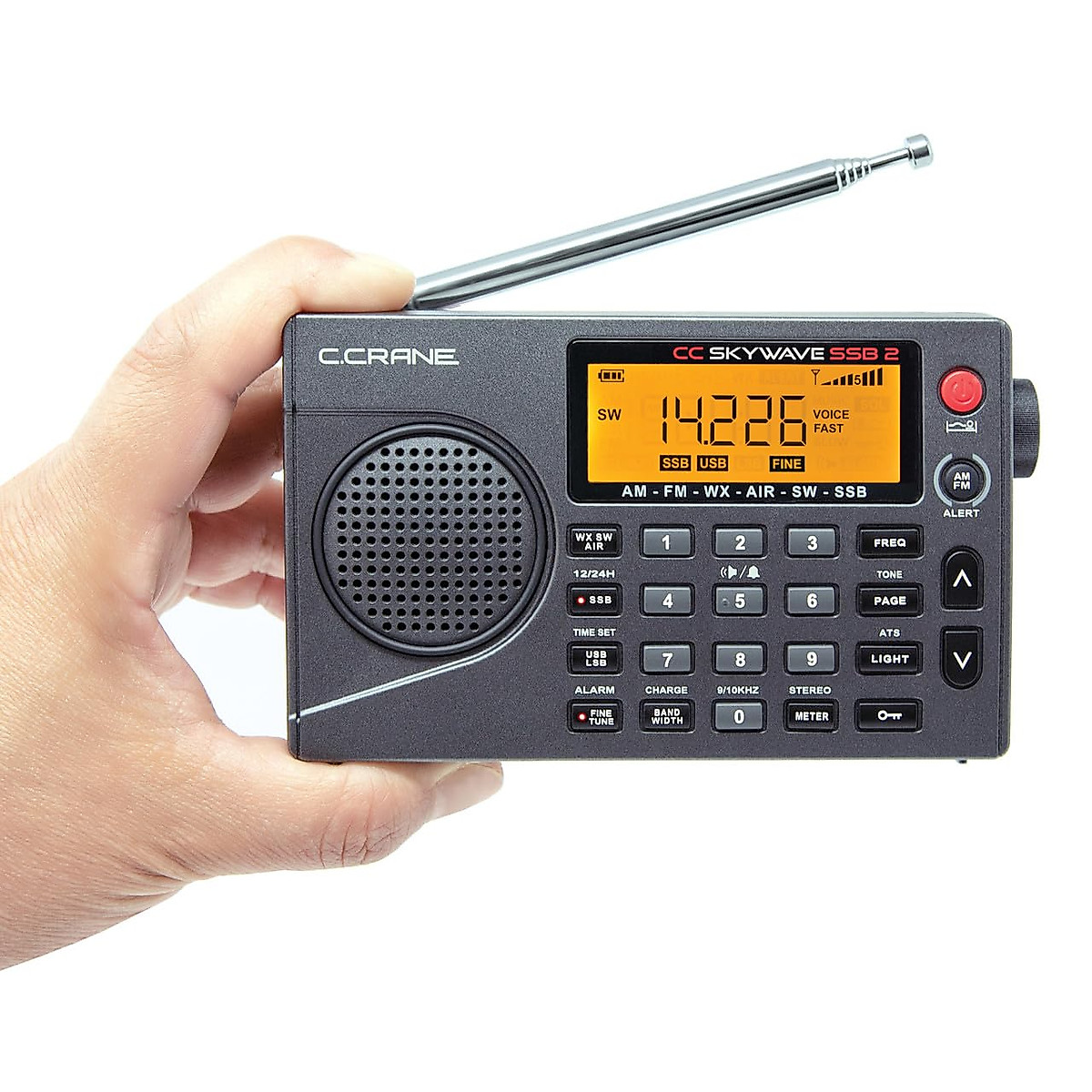 C. Crane CC Skywave SSB 2 AM, FM, Shortwave, NOAA Weather + Alert, Scannable VHF Aviation Band and Single Side Bands Small Battery Operated Portable Travel Radio Includes SW Wire Antenna Adapter