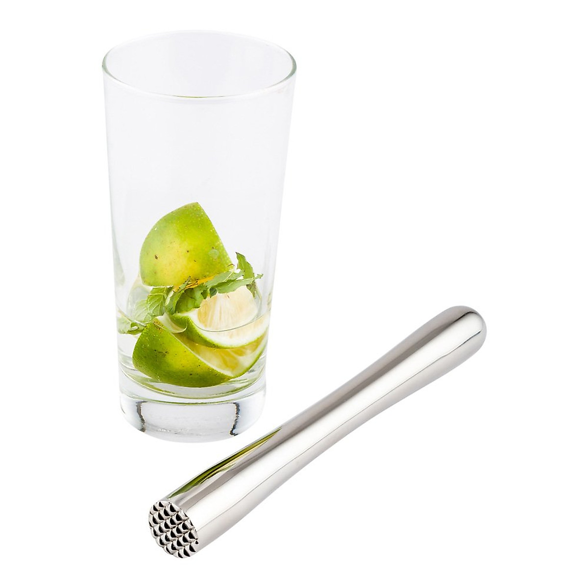 Restaurantware Bar Lux 8 Inch Muddler For Cocktails 1 Premium Ice Crusher Tool - Comfortable Hold Durable Stainless Steel Mojito Muddler For Making Mint Or Fruit Based Drinks For Home Bars