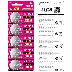 LiCB 5 Pack CR2430 Batteries 3V High Capacity and Long-Lasting CR 2430 Superior Safety Battery