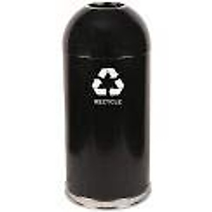 Witt Industries 415DTBK-R Steel 15-Gallon Standard Open Top Indoor Recycling Receptacle with Galvanized Liner, Legend "Recycle", Round, 15" Diameter x 35" Height, Black