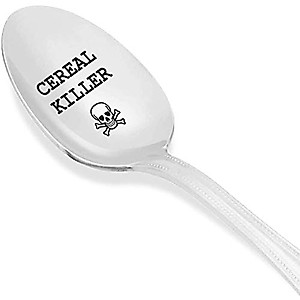 Cereal killer Spoon Gift for Men Women | Funny Spoon Gift for Friends | Cereal Killer - Engraved Spoon Gift for Dad Mom | Birthday Thanksgiving Day Christmas Gifts | Gift for Cereal Lovers - 7 Inches