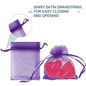YQL Organza Bags 3x4 Inch,100PCS Purple Mini Organza Drawstring Bags Organza Jewelry Pouches Wedding Party Valentine Gift Mesh Candy Bag