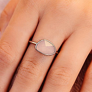 Pura Vida Ring Silver Mental Health Gemstone Ring - Handmade Ring with Rose Quartz, Brass Base with Rhodium Plating - Silver Rings for Women, Cute Rings for Teen Girls, Boho Jewelry for Women - Size 7