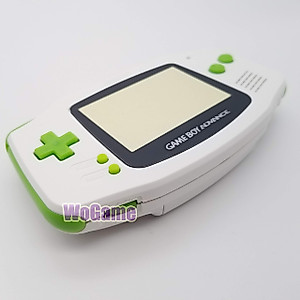 Full Housing Case Cover Housing Shell Replacement for Game boy Advance GBA Shell Case with Buttons Kit-White+Green Buttons
