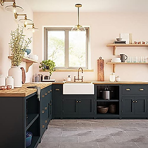 PIRALLA 30 inches Fireclay Farmhouse Kitchen Sink, White, FM03018001