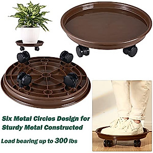 8 Packs Large Plant Caddy with PU Wheels 12” Rolling Plant Stands Heavy-duty Plastic Plant Roller Base Pot Movers Plant Saucer on Wheels Indoor Outdoor Plant Dolly with Casters Planter Tray Coaster