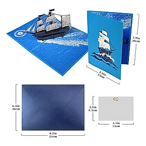 Magic Ants 3D Pirate Ship Pop Up Card - Handmade Greeting Card for Kids, Dad, Husband - Perfect for Birthdays, Fathers Day, Graduation, Anniversaries, and All Occasions
