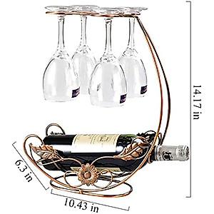Hongiuia Wine Glass Rack - Metal Wine Bottle rRack Standing Display Rack, Desktop Stemware Storage Rack - Glod