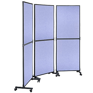 VEVOR Room Divider, 5.5 ft Room Dividers and Folding Privacy Screens, Partition Room Dividers 3 Panels, Portable Office Walls Dividers, Acoustic Room Divider (Steel Blue) for Office, Library, School
