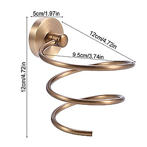 Weojeviy Hair Dryer Holder, Brass Wall Mount Blow Dryer Holder, Antique Hair Dryer Shelf Wall Mount Solid Brass Storage Rack Bathroom Organizer Shelf, Hidden Installation