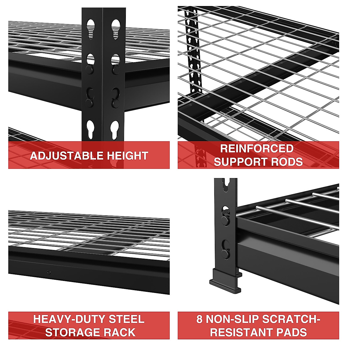 WORKPRO 5-Tier Heavy Duty Metal Shelving Unit, 48”W x 24”D x 72”H, Adjustable Storage Rack, 4000 lbs Total Load Capacity, Ideal for Garage, Basement, Warehouse, Workshop