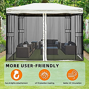 Tinkle Well 10x10FT Outdoor Gazebo Canopy with Mosquito Netting - Double Roof, High-Strength Steel Structure - Ideal for Party, Wedding, BBQ - Garden-Yard Canopy Tent, Beige