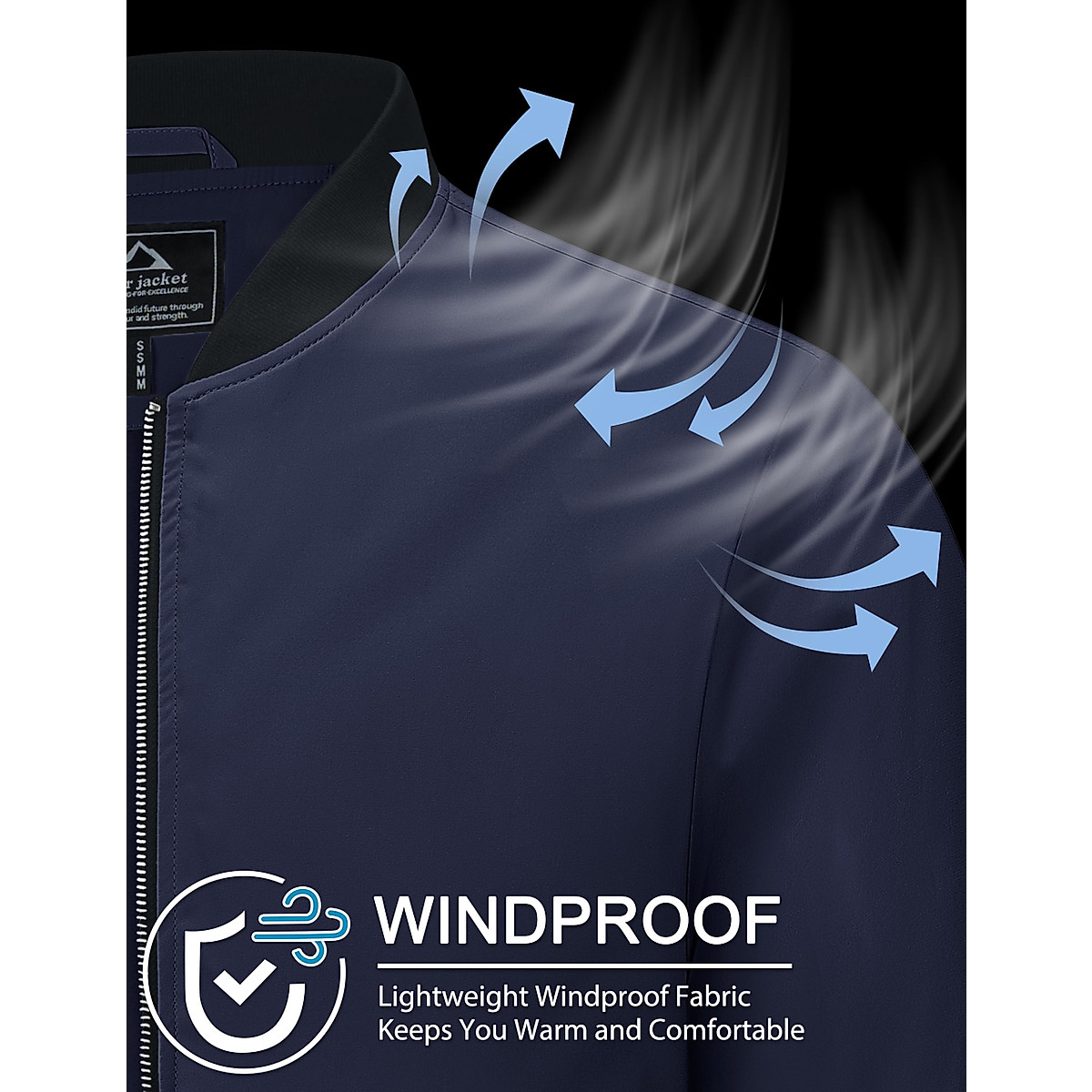 MAGCOMSEN Mens Lightweight Jackets Bomber Jacket Full Zip Light Windbreaker Casual Stylish Golf Jackets Navy 2XL