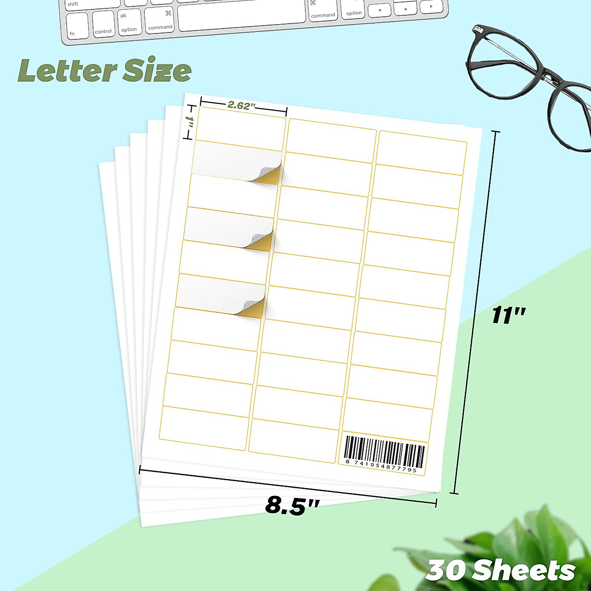 HABGP Return Address Labels, 1" X 2-5/8" Matte Mailing Label Stickers Personalized for Laser/Inkjet Printer, Shipping, School Supplies, White Labels (30 per Sheet, 30 Sheets, Total 900 Labels)