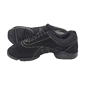 Skazz by Sansha Women's Dance Studio Exercise Sneakers Suede Mesh Milano (US 11.5 / Skazz 12 M), Black