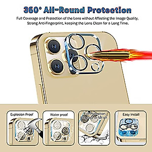 QHOHQ 3 Pack Screen Protector for iPhone 13 Pro 6.1 Inch with 3 Pack Tempered Glass Camera Lens Protector, Ultra HD, 9H Hardness, Scratch Resistant - Case Friendly [Not fit iPhone 13 Pro Max 6.7"]