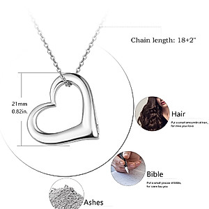 PRAYMOS Heart Urn Necklace for Ashes for Women 925 Sterling Silver Cremation Jewelry Necklace Urn Keepsake Memories Jewelry