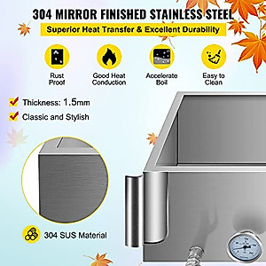 VEVOR Maple Syrup Evaporator Pan 30x16x19 Inch Stainless Steel Maple Syrup Boiling Pan with Valve and Thermometer and Feed Pan for Boiling Maple Syrup