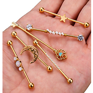 Masedy 12Pcs 14G Stainless Steel Industrial Earrings for Women Men Industrial Barbell Cartilage Scaffold Piercing 38mm 1 1/2" Inch G