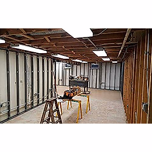 FaithSail 4FT LED Wraparound Light 60W LED Office Lights, 7200lm, 4000K Neutral White, 4 Foot Flush Mount LED Wrap Shop Puff Ceiling Lighting Fixture for Garage Workshop, Fluorescent Light Replacement