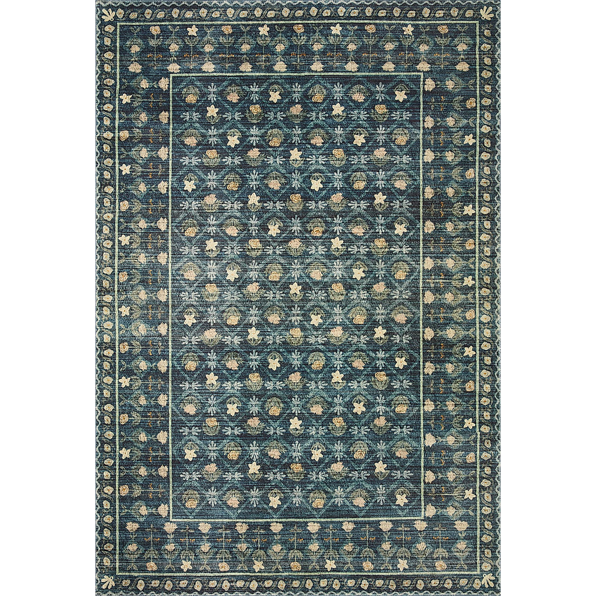 Loloi Rifle Paper Co. x Eden Lattice Indigo 7'-6" x 9'-6" Area Rug