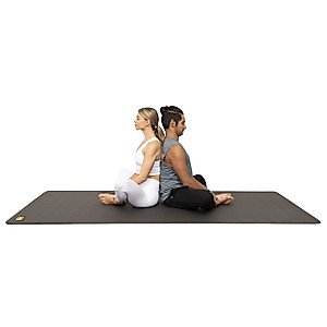 POGAMAT Premium Thick Yoga Mat - 6 ft X 4 ft x 8mm - Light Cardio Workout Mat - Extra Long Memory Foam Floor Mats for Yoga, Meditation and Stretching - Use For Any Exercise Without Shoes Black