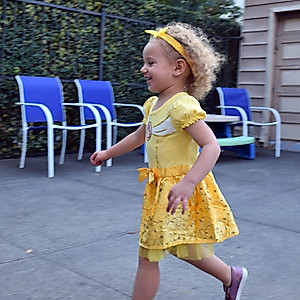 Disney Princess Belle Toddler Girls Dress and Mesh Headband 4T Yellow