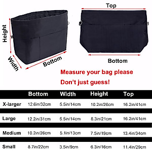 Time Wing Handbag Tote Purse Organizer Insert Bag Liner Shaper Divider Zipper 11 Pockets Compartments Medium Black