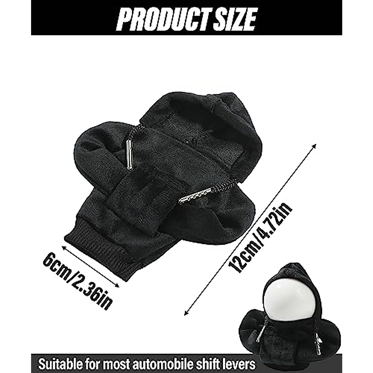 Zlirfy Universal Fit Automotive Gear Shifter Knob Cover,Shift Cover for Car,Fashionable Sweater Design Car Gear Shift Cover,Manual Auto Shift Boot Cover,Car Interior Decor Accessories(Black)