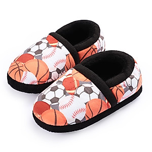 Boys Home Slippers Kids Warm Bedroom Slippers Fur Lined Winter Indoor Shoes (Toddler/Little Kid/Big Kid)