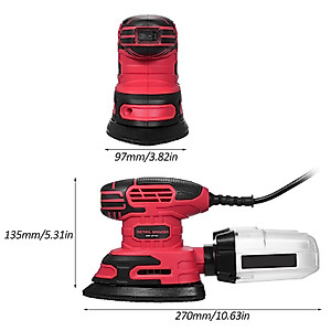 Detail Sander, 13,000 OPM Hand Electric Sander with 20PCS Sanderpapers, 220W Compact Power Sander Includes Dust Collector, for Woodworking Sanding, Polishing