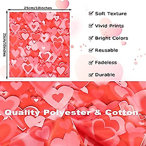Fivebop 16/32 Pieces Valentine's Day Fabric, Romantic Heart Lip Love Print Fat Quarter Fabric 10" x 10" Square Quilting Patchwork Bundles for Wedding Anniversary DIY Crafts (16pcs-Style#01)