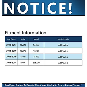 Detroit Axle - Brake Kit for 2012-2017 Toyota Camry 2013-2018 Avalon Lexus ES350 ES300h Drilled & Slotted Brakes Rotors Ceramic Brake Pads Front and Rear Replacement 2014 2015 2016