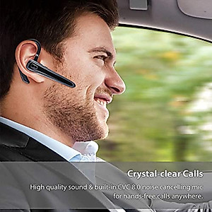 GPEESTRAC Bluetooth Headset,Bluetooth V5.0 Earpiece with Noise Cancelling Mic and 15 Hours Playtime,in-Ear Hands-Free Calls Wireless Headset for Business/Workout/Driving