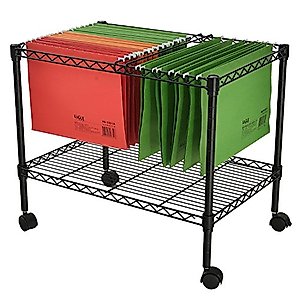 Finnhomy Premium 1-Tier Metal Rolling File Cart for Letter Size and Legal Size Folder, Black