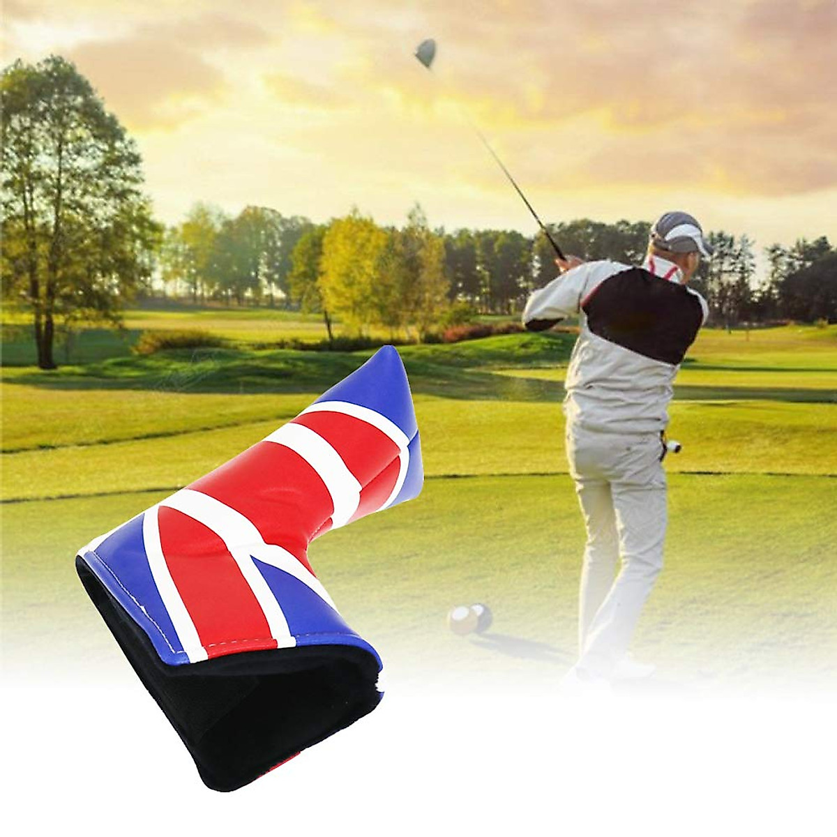 Seacloud UK Flag Blade Putter Cover PU Leather Protector for Putter Head Cover with V-Closure
