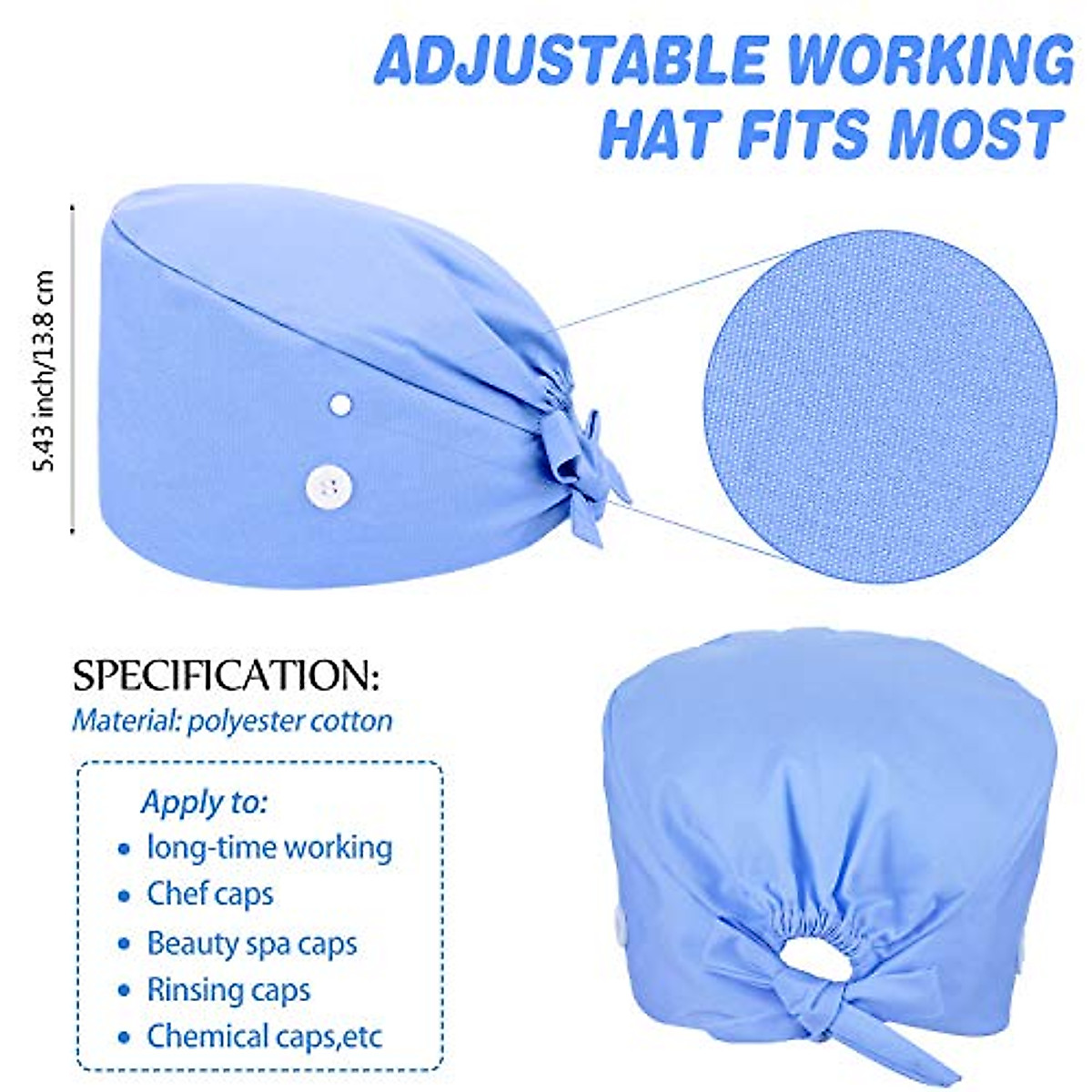 Syhood 12 Pieces Working Caps Gourd-Shaped Tie Back Hats Button Hats Unisex Hats with Sweatband, 12 Colors